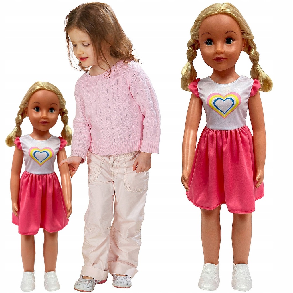 DUŻA LALKA CHODZĄCA CHODZI ZA RĘKĘ 70cm Smily Play - 12592047063 ...