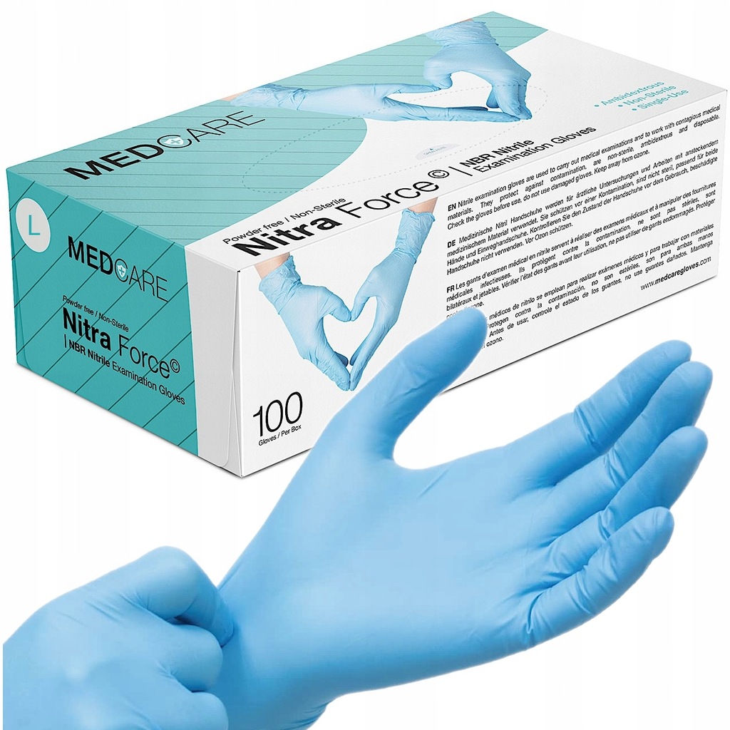 RĘKAWICZKI NITRYLOWE BEZPUDROWE ROZMIAR L 100 szt - 13491234551 - oficjalne archiwum Allegro