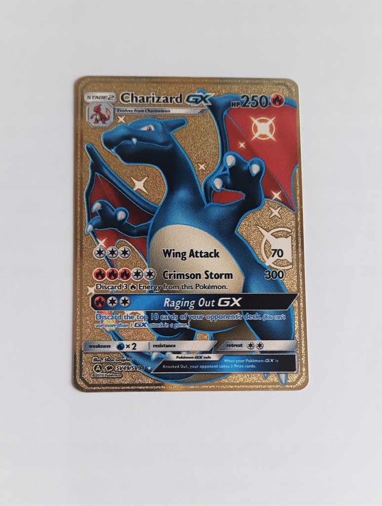 Pokemon Shiny Charizard GX Złota Metalowa Karta - 12775022566 - oficjalne archiwum Allegro