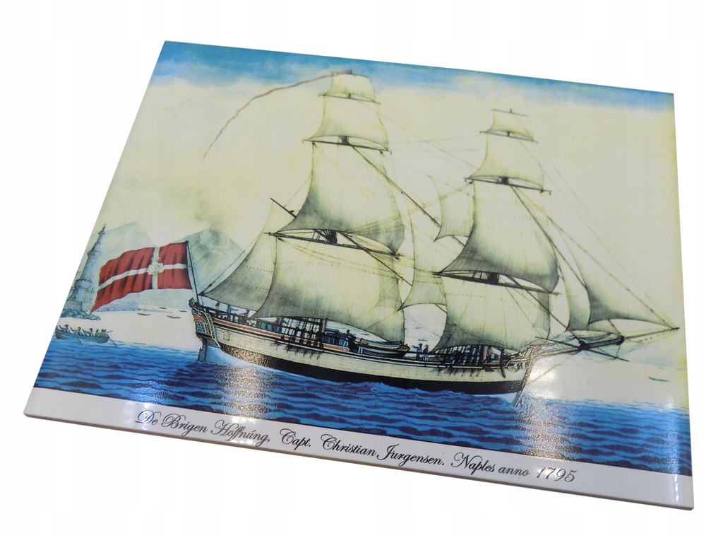 płytka glazurowana ŻAGLOWIEC bandera Dania Naples anno 1795 ... płytka glazurowana ŻAGLOWIEC bandera Dania Naples anno 1795 ...