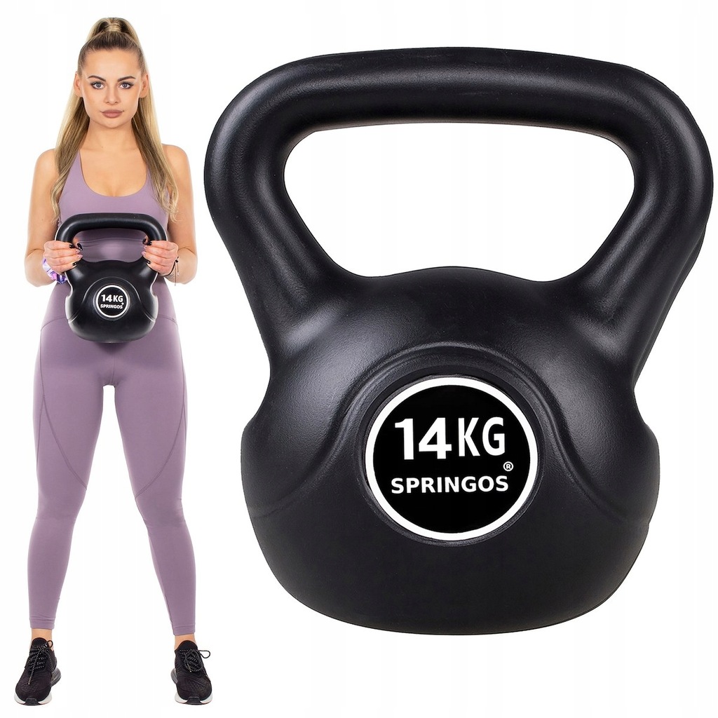 KETTLEBELL ODWAŻNIK HANTLA ABS 14kg KULA HANTEL CZARNY DO ĆWICZEŃ FITNESS - 14776040041 ...