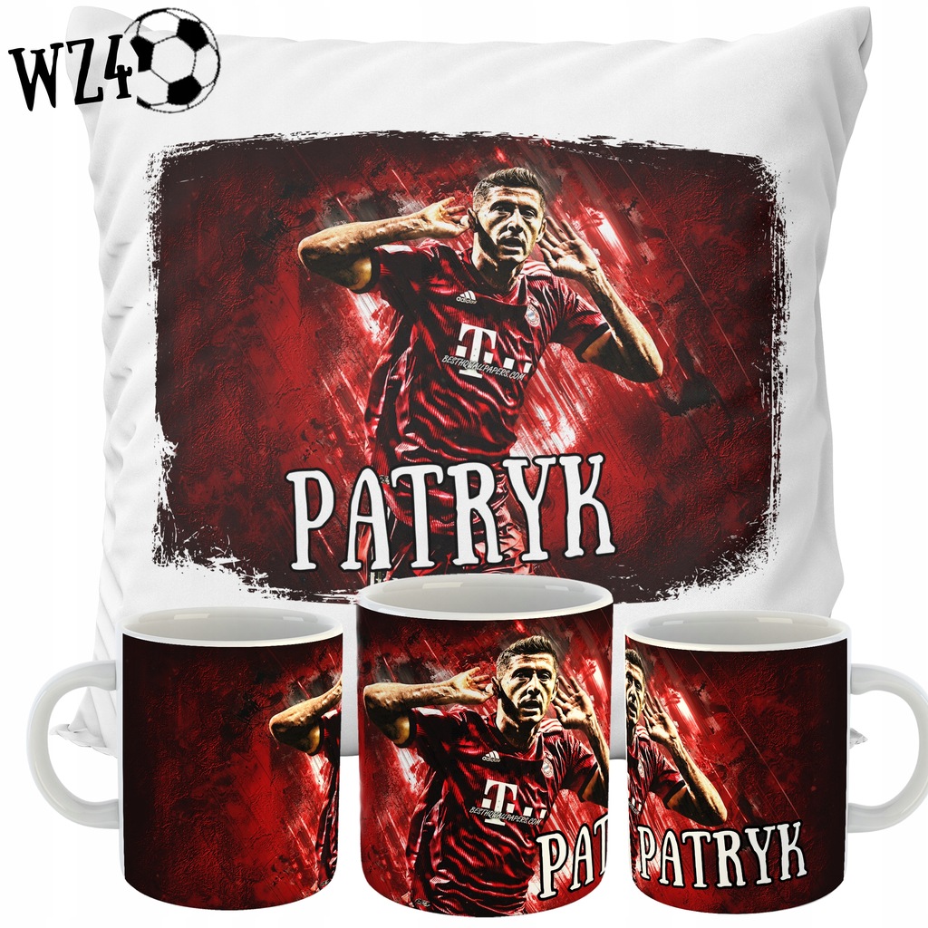 ZESTAW PODUSZKA + KUBEK LEWANDOWSKI RL9 BARCA IMIĘ - 12792371416 - oficjalne archiwum Allegro