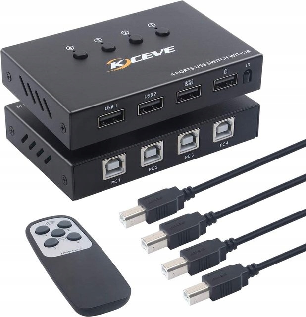 Przełącznik USB 4X4 KCEVE Przełącznik USB 2.0, Prz - 15288712548 ...