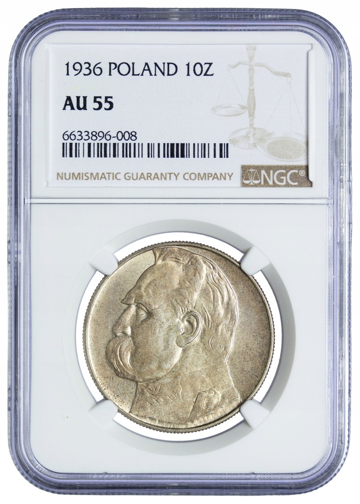 Polska, II RP 10 złotych 1936, Piłsudski, NGC AU55 - 13534290360 - oficjalne archiwum Allegro
