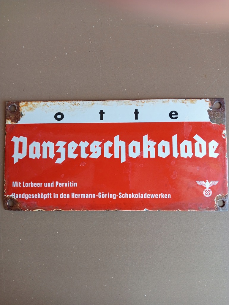Niemiecki szyld emaliowany Reklama Panzerschokolade - 15780506391 - oficjalne archiwum Allegro