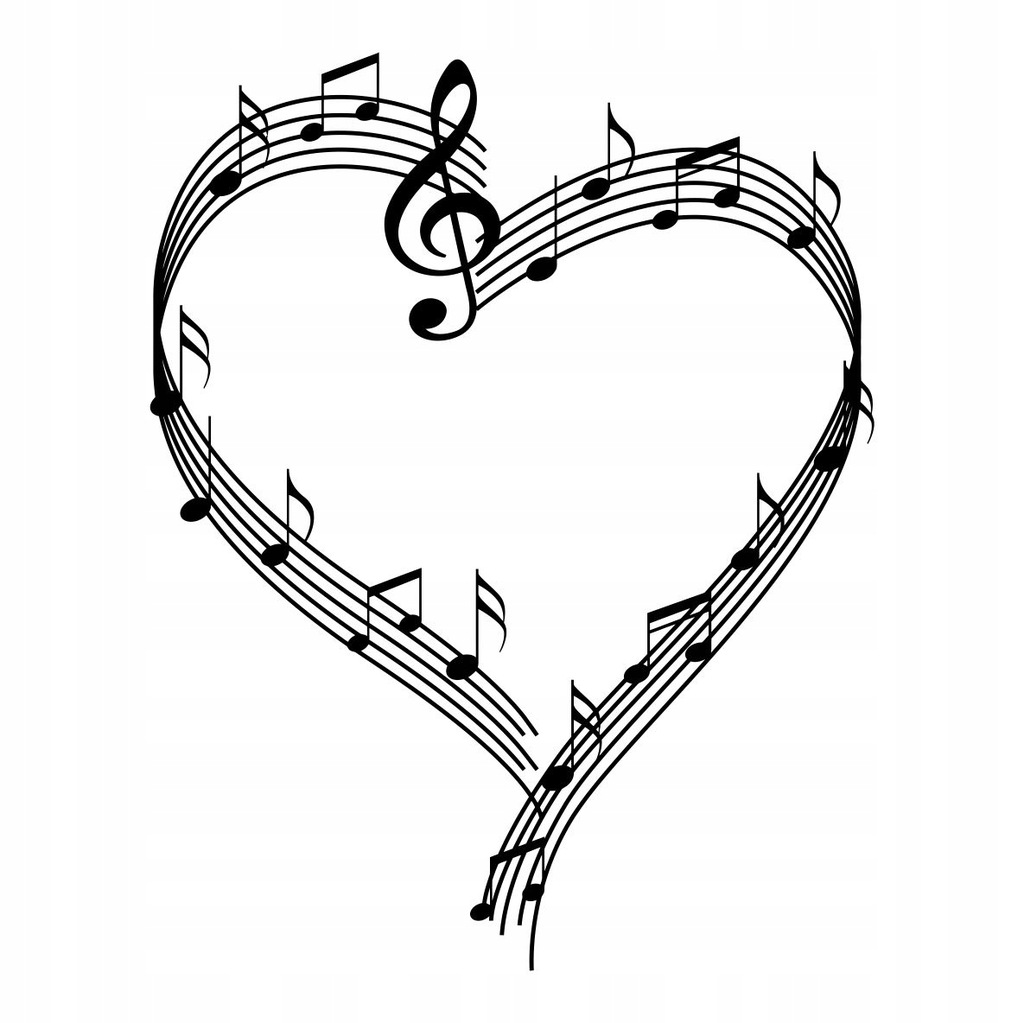 NAKLEJKA NA ŚCIANĘ NUTY NUTKI SERCE MUZYKA 100cm - 8885679521 ...