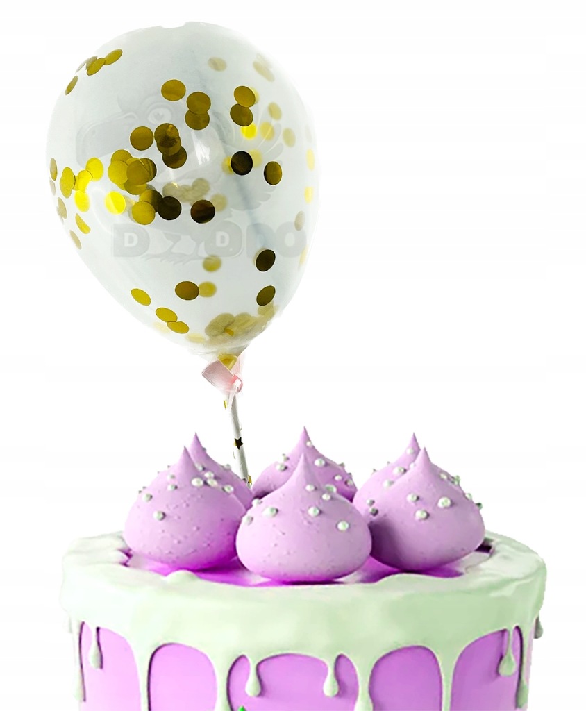 TOPPER BALON NA TORT URODZINOWY ZŁOTE KONFETTI - 13535209900 ...
