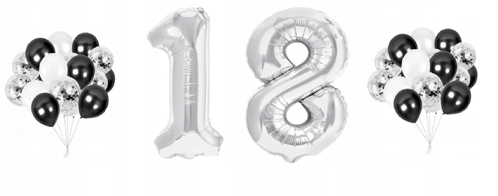 Zestaw srebrno czarny na 18 urodziny osiemnastka - 10412896604 - oficjalne archiwum Allegro