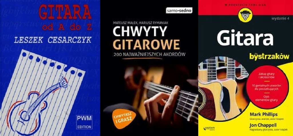 Gitara dla bystrzaków + Chwyty gitarowe + Gitara - 12418158031 - oficjalne archiwum Allegro