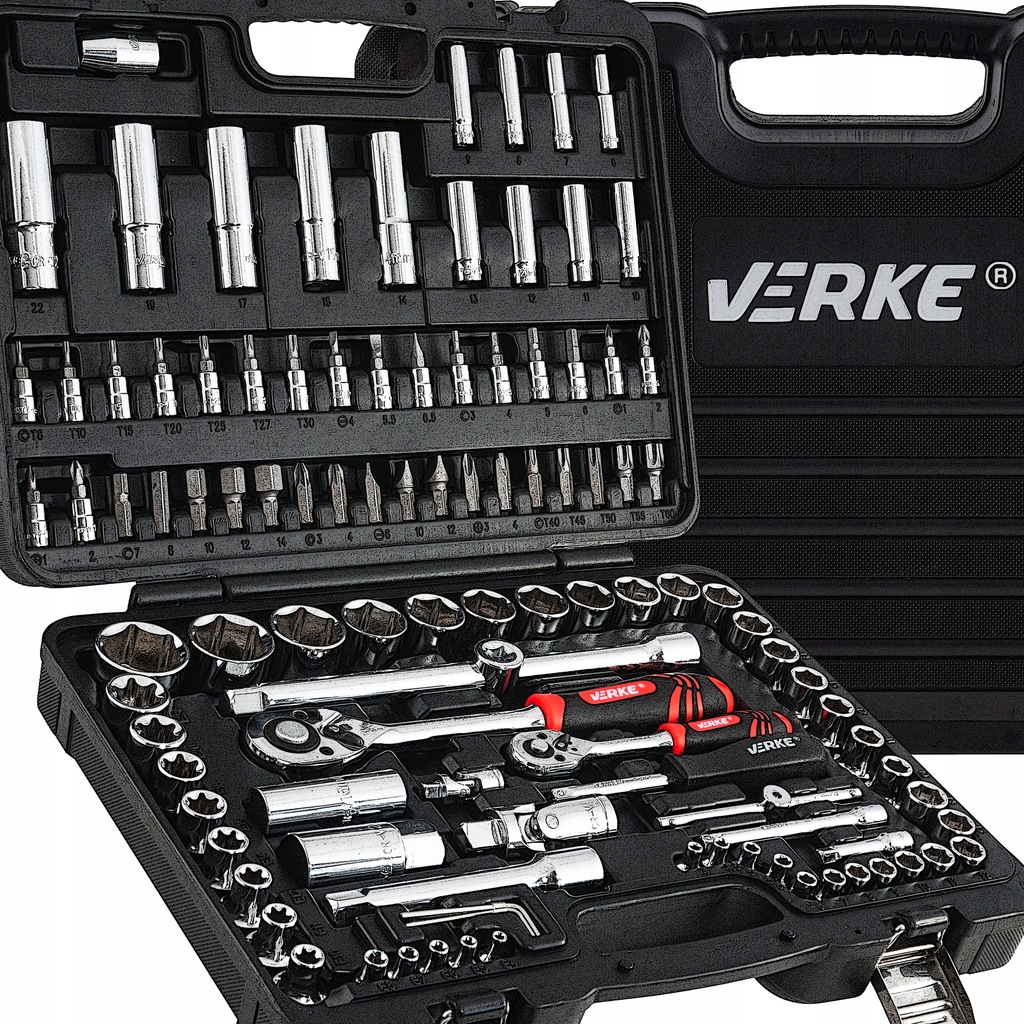 KLUCZE NASADOWE ZESTAW 108 EL. PROFESJONALNE VERKE - 7563936464 - oficjalne archiwum Allegro