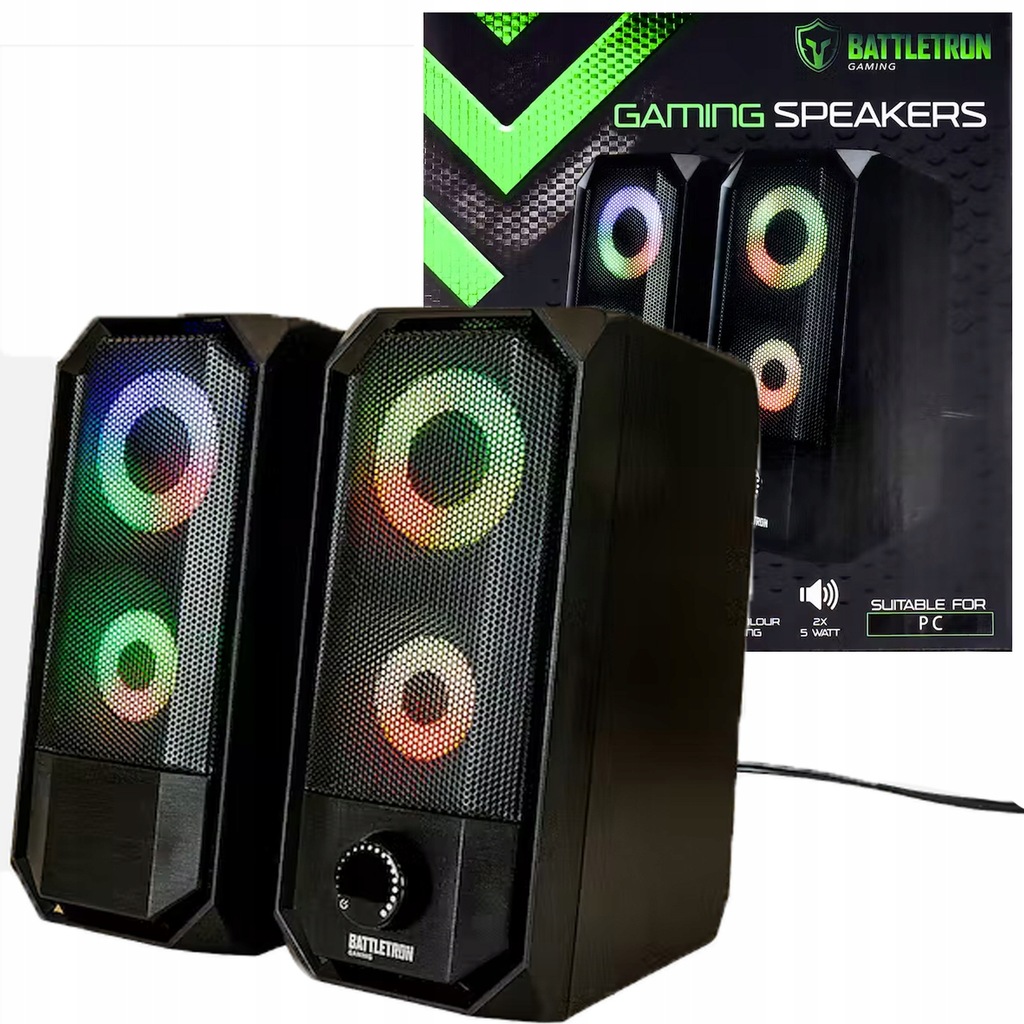 Głośniki komputerowe gamingowe LED Battletron RGB - 12789149830 ...