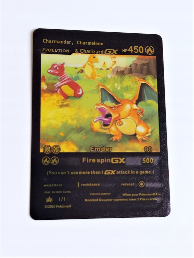 Karta Pokemon Charizard GX Black Metal Czarny - 12805019023 - oficjalne archiwum Allegro