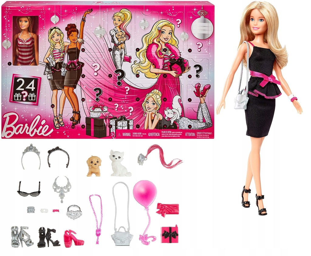 KALENDARZ ADWENTOWY Barbie Lalka GFF61 Mattel - 9944426176 - oficjalne ...