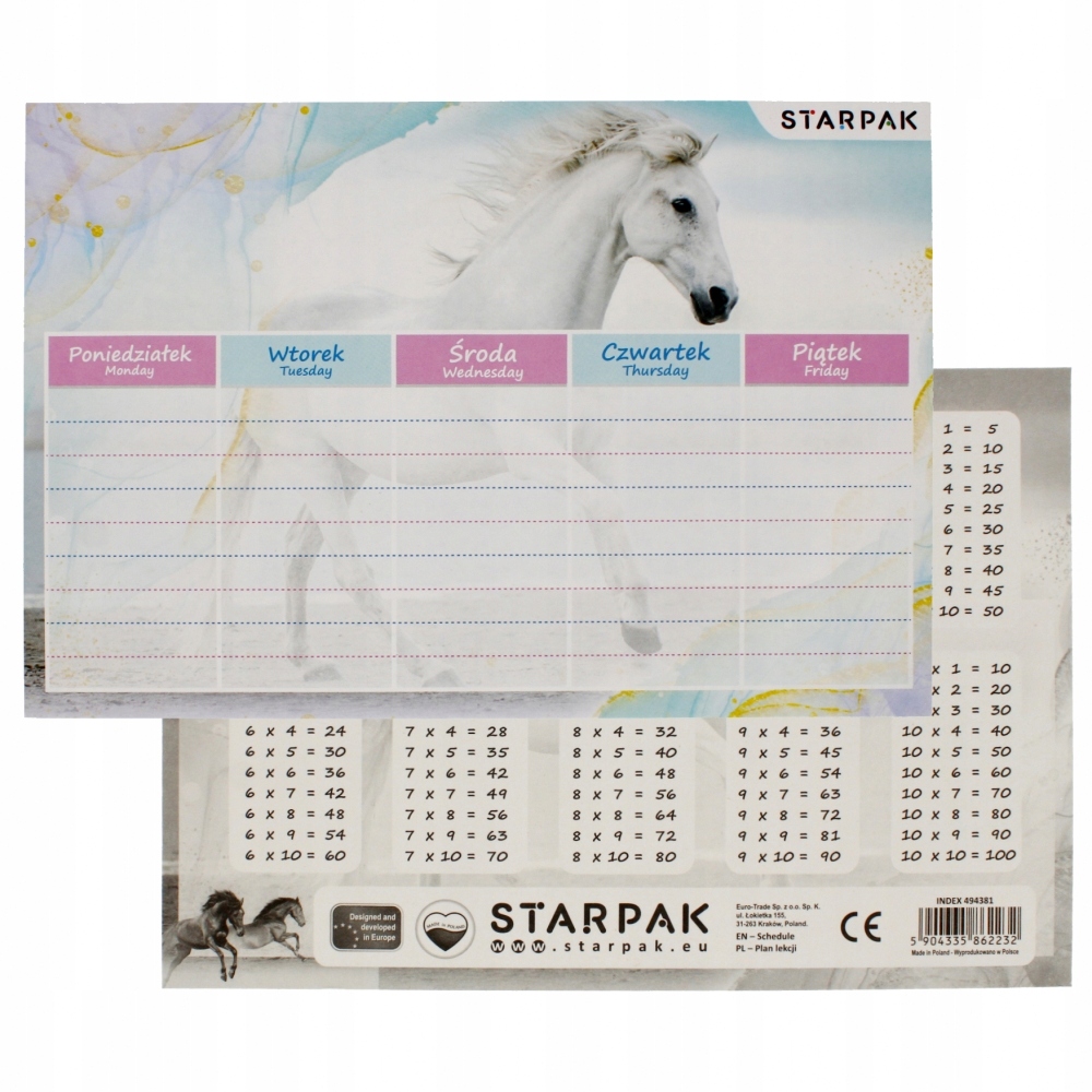PLAN LEKCJI+TABLICZKA MNOŻENIA STARPAK HORSE - 12944629048 - oficjalne archiwum Allegro