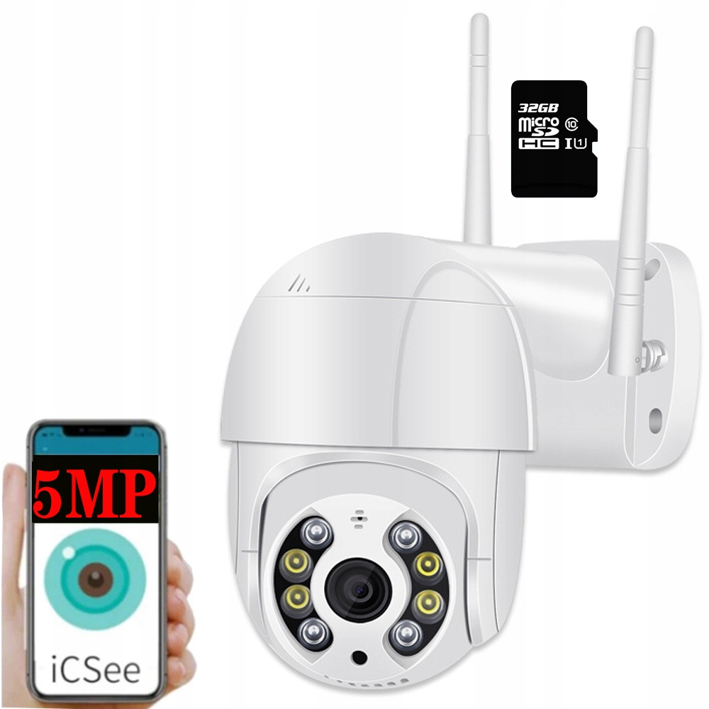 KAMERA ZEWNĘTRZNA OBROTOWA IP WIFI 5MPX HD +SD 32G - 12738118661 ...