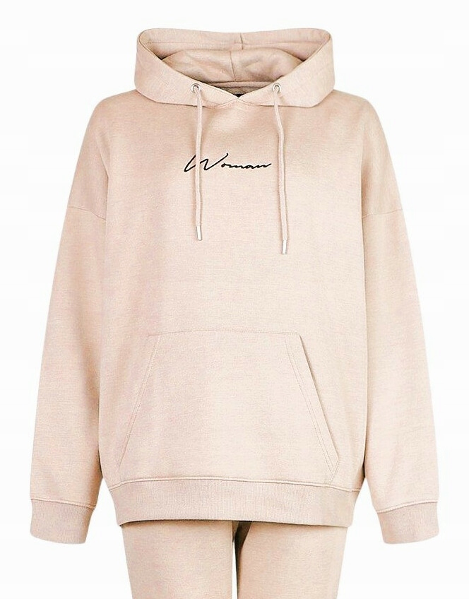 BOOHOO KREMOWA BLUZA OVERSIZE KAPTUR LOGO XEM XXJ__XL - 15493420816 - oficjalne archiwum Allegro