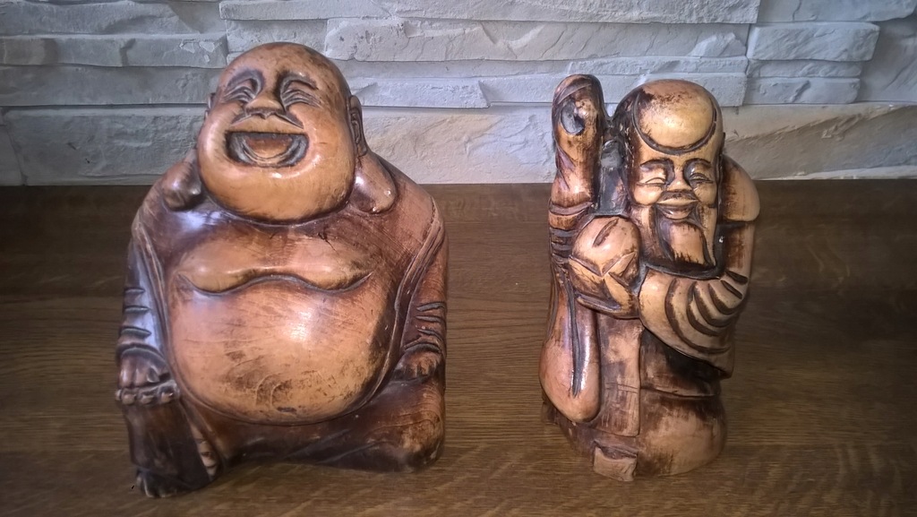 Figurki BUDDY i MNICHA egzotyczne drewno ZESTAW - 10637223694 - oficjalne archiwum Allegro