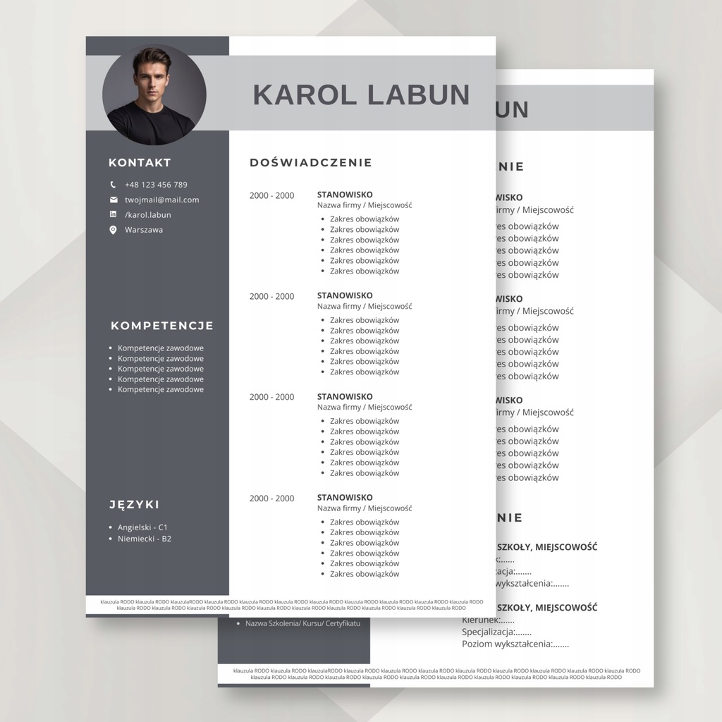 SZABLON WZÓR CV (1 i 2 strony) + LIST MOTYWACYJNY - MS WORD (docx) - 17149196355 - oficjalne ...