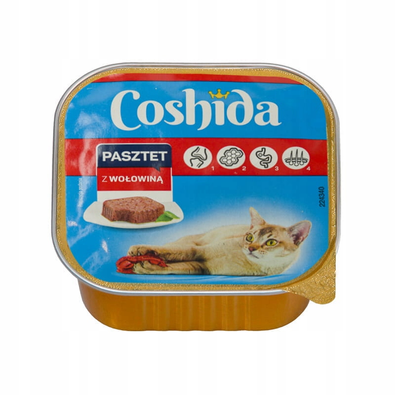 Karma mokra dla kota Pasztet Wołowina 100g Coshida - 11858052620 ...