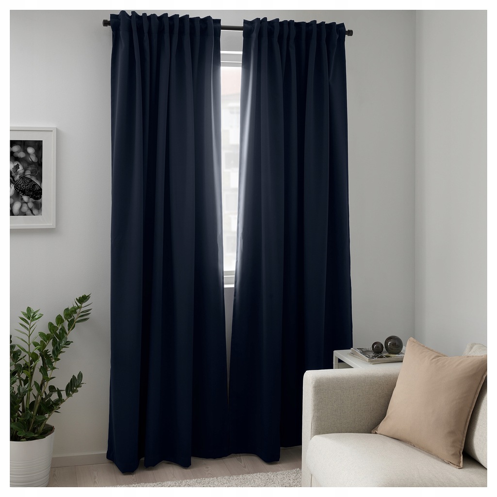 IKEA MAJGULL Zasłony zaciemniające, para, granatow - 7932483514 ...