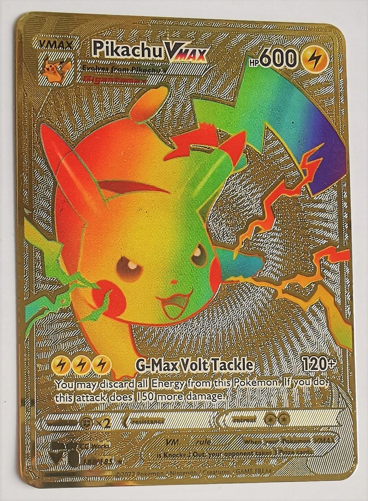 Pokemon Pikachu Vmax Gold Złota Metalowa Karta - 13377213111 ...