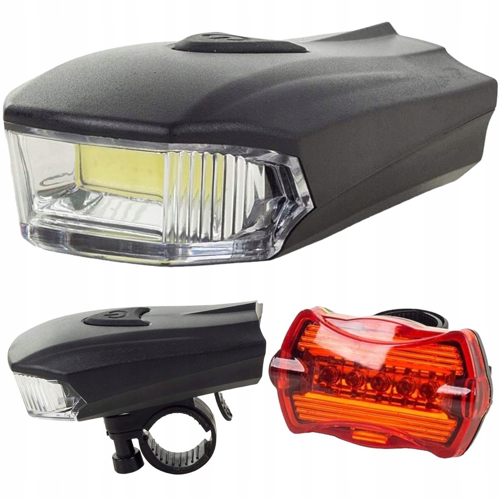LAMPKA DO ROWERU PRZÓD I TYŁ OŚWIETLENIE ROWEROWE - 12878341293 ...