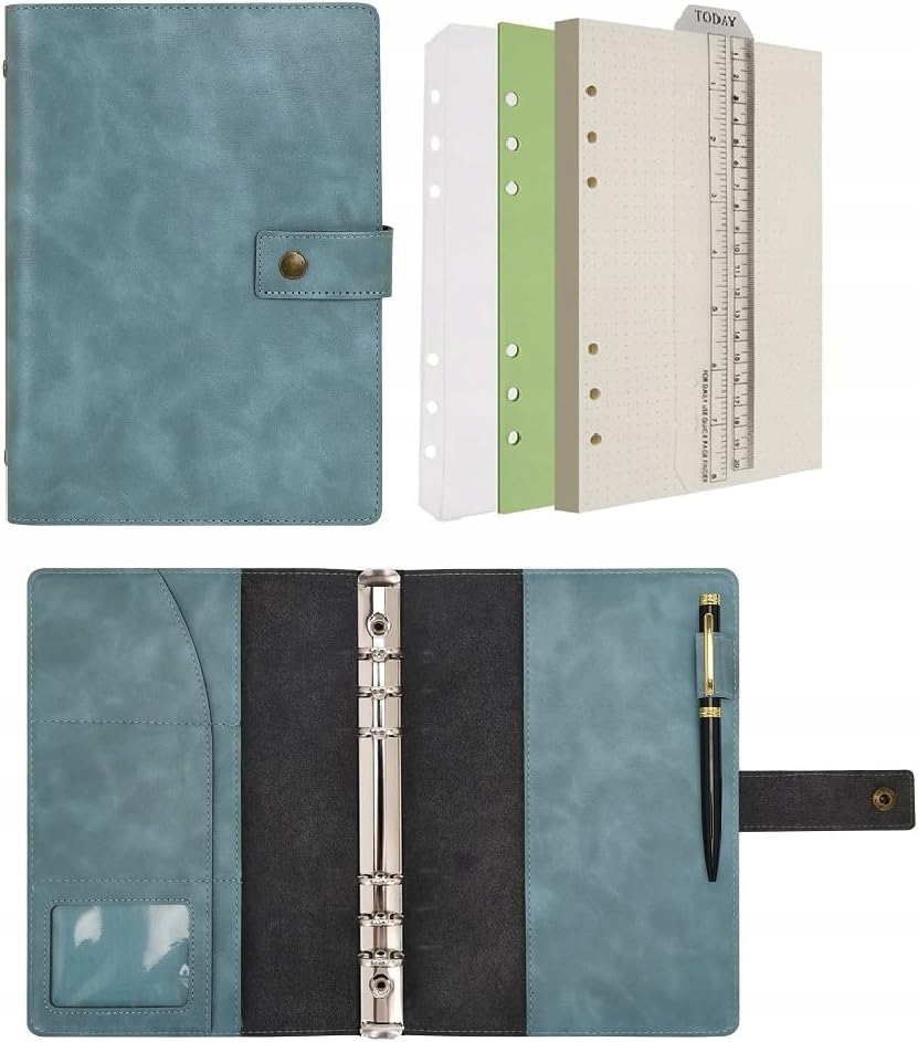 Skórzany notatnik, segregator do pracy,w podróży,organizer(błękit nieba,A5) - 15171246486 ...