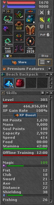 TIBIA 305 ED + 109 MLVL + CHARM + 7 MOUNTS +5 OUTFITS+ SECURA +EQ+ FREE ...