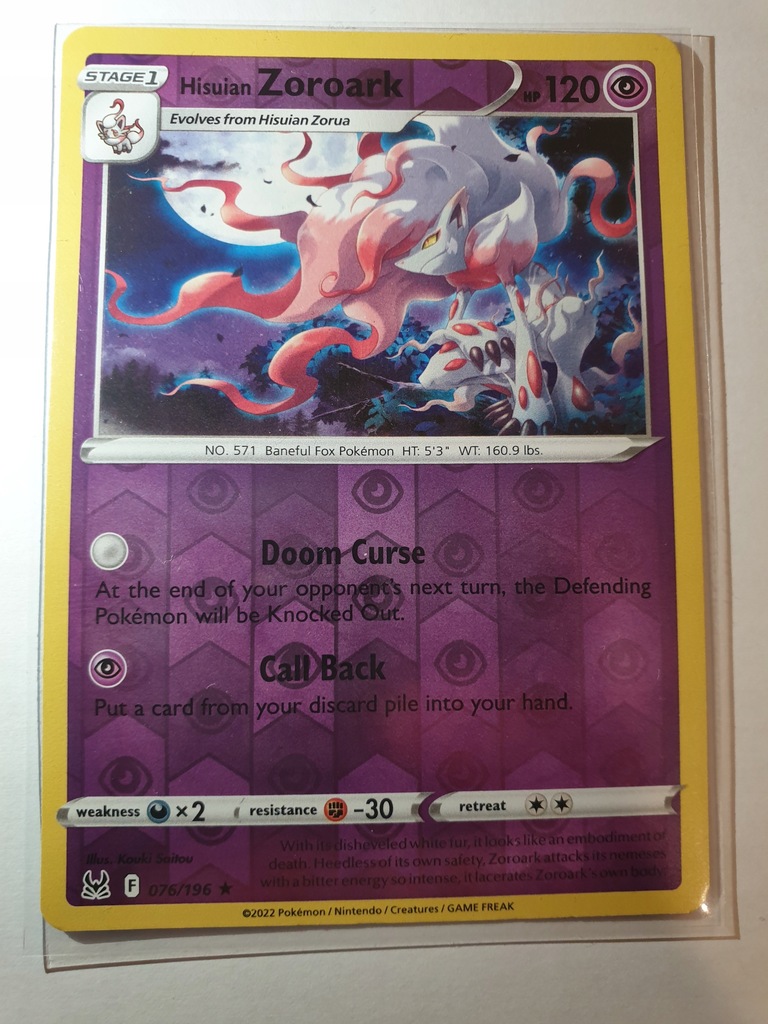 KARTA POKEMON TCG HISUIAN ZOROARK 076/196 - 13346510075 - oficjalne archiwum Allegro