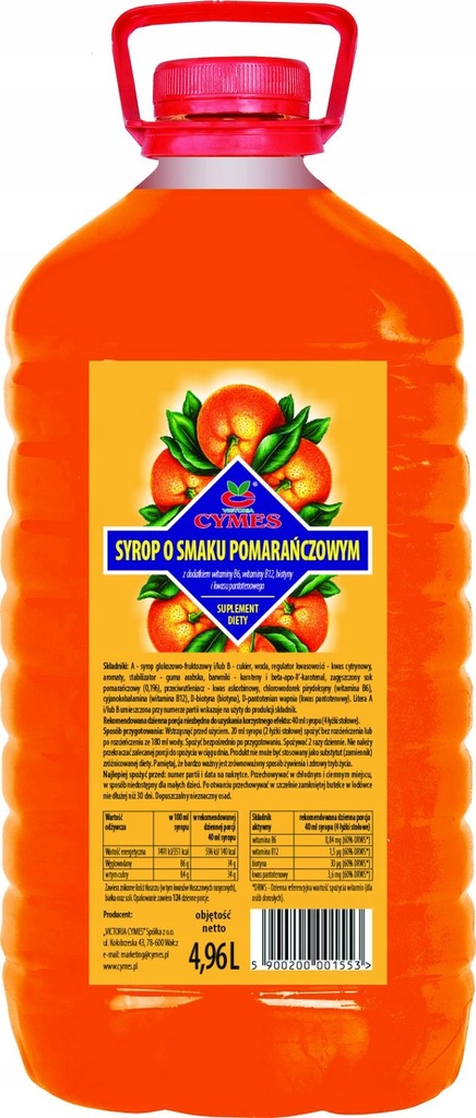 SYROP Cymes POMARAŃCZOWY Z DODATKIEM WITAMIN 5l - 11631698520 ...
