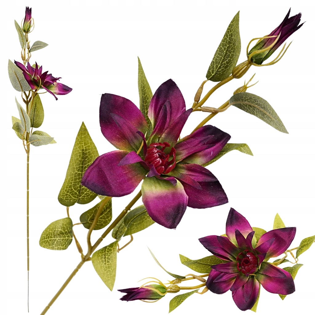 SZTUCZNE KWIATY KLEMATIS BORDOWY KWIAT 60cm PIK DO BUKIETÓW STROIKÓW ...