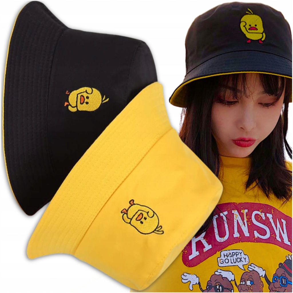 Kapelusz Czapka dwustronna BUCKET HAT RYBACKI Letni Lato Plażowy Kurczak - 12226133566 ...