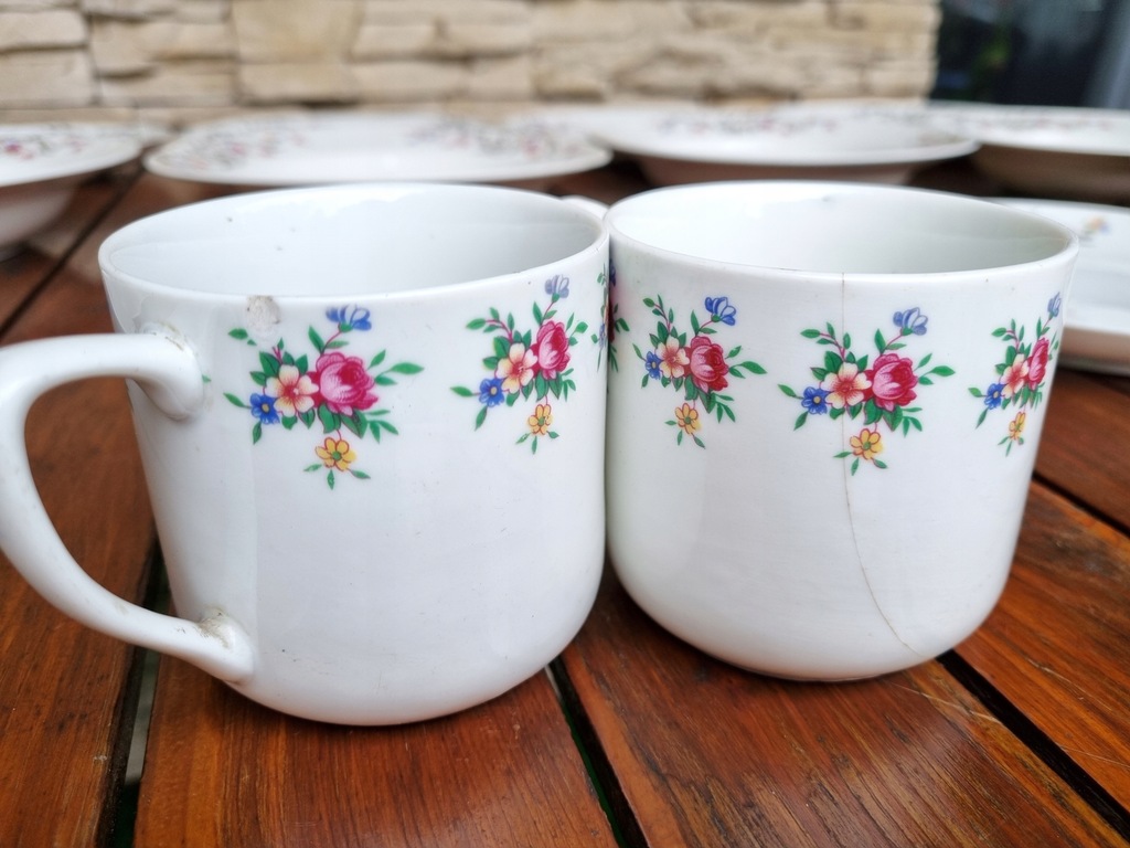 Talerze stare kubki KAROLINA BOGUCICE zastawa PRL - 12844061372 - oficjalne archiwum Allegro