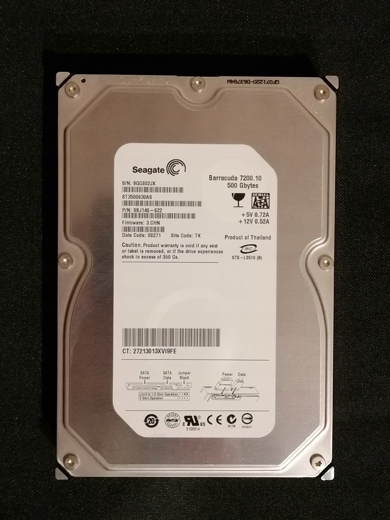 Dysk 3,5" 500GB Seagate Barracuda 7200 SATA - 11549723118 - oficjalne archiwum Allegro