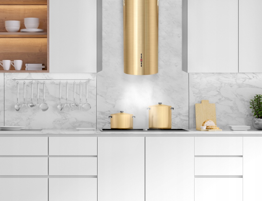 OKAP KUCHENNY TUBA MAAN KOMINOWY ZŁOTY PASEK LED - 12028292102 ...