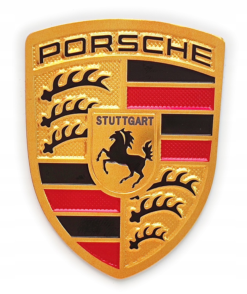 Porsche emblemat czarny złoty znaczek 52x70mm - 13840405984 - oficjalne ...