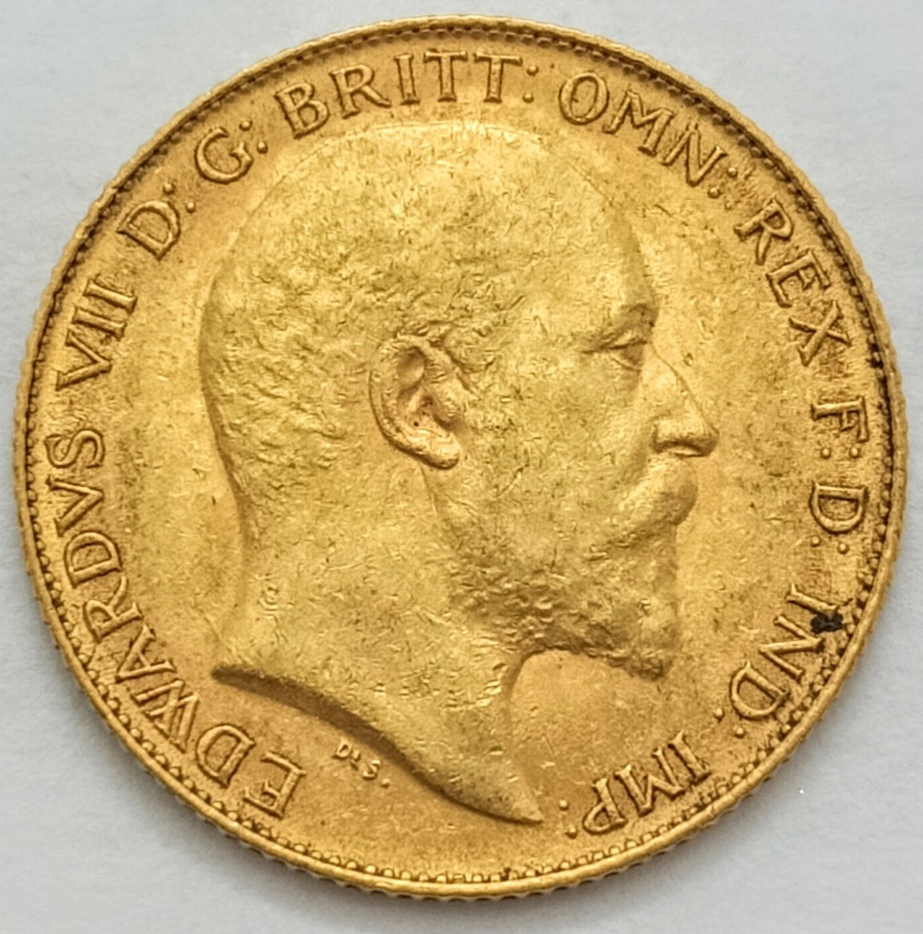 Złota moneta 1/2 Suwerena Brytyjskiego, Edward VII, 1908 - 16027712225 - oficjalne archiwum Allegro