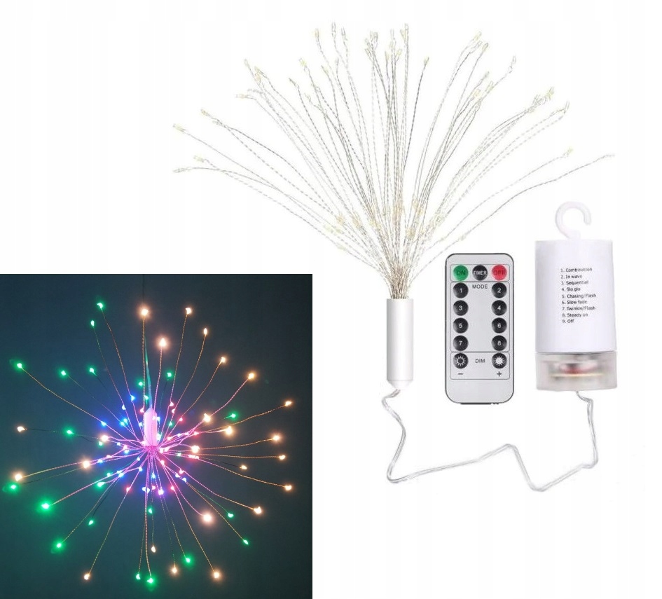 EKSPLODUJĄCA GWIAZDA KULA LED LAMPKI BATERIE+PILOT - 9960883656 ...