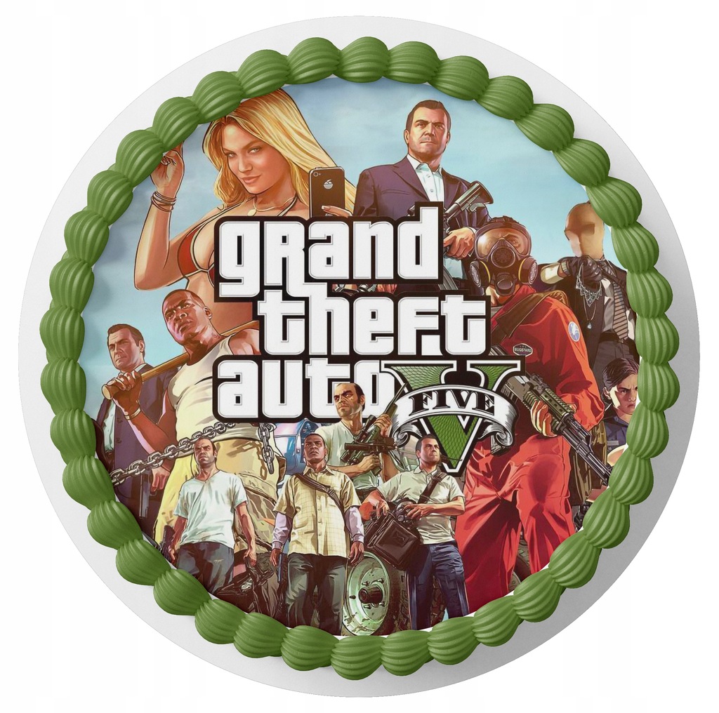 OPŁATEK NA TORT 25CM - GTA 5 + GRATIS - 12664105284 - oficjalne ...