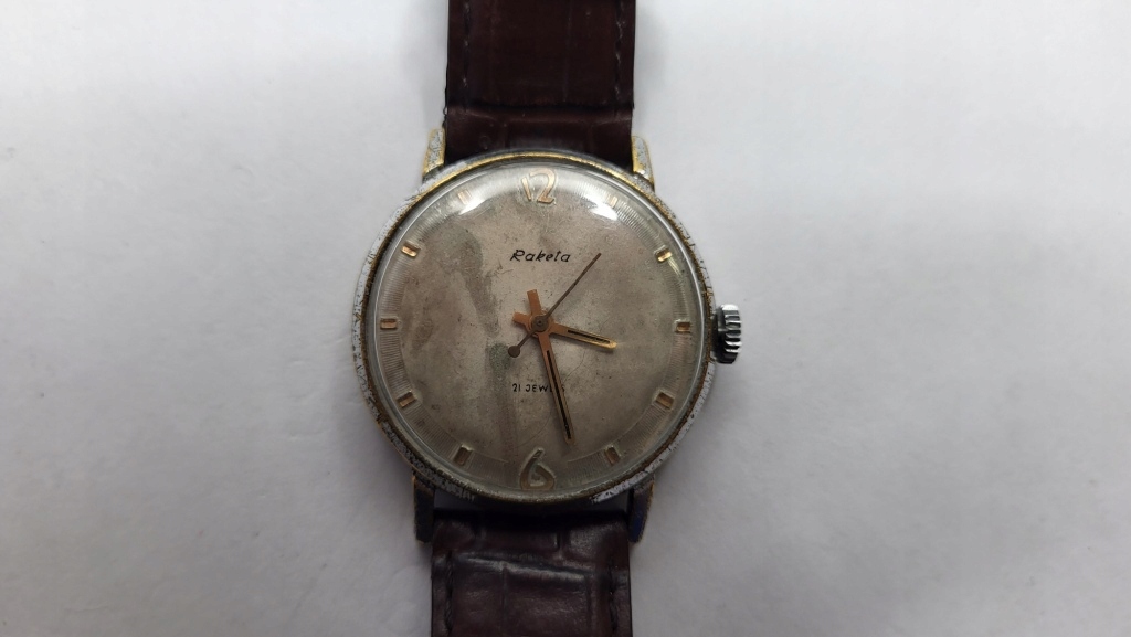 STARY ZEGAREK RADZIECKI RAKIETA RAKETA 21 JEWELS NA PASKU STAN DOBRY ...