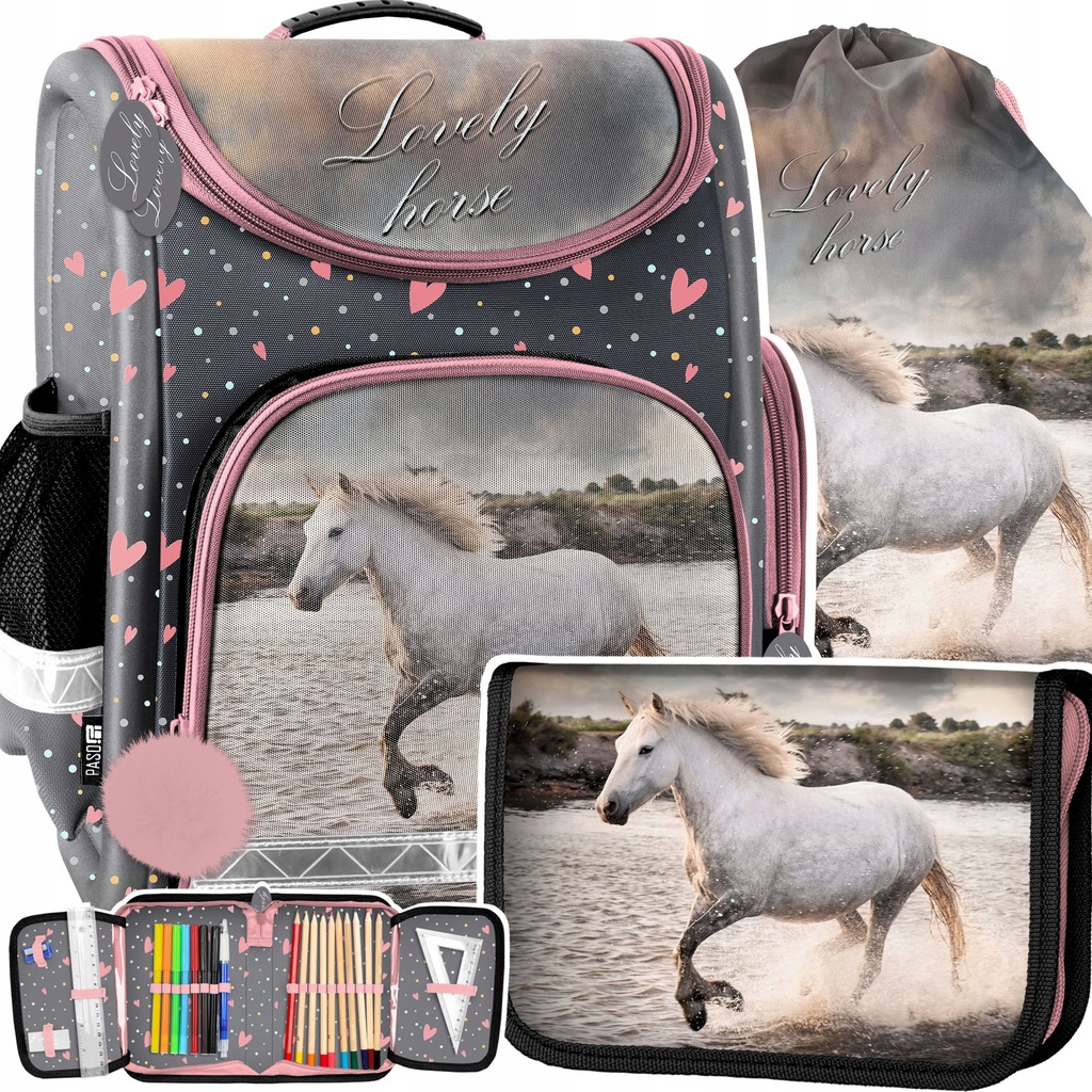 TORNISTER SZKOLNY KOŃ KONIK ZESTAW DZIEWCZĘCY - 12178845450 - oficjalne archiwum Allegro