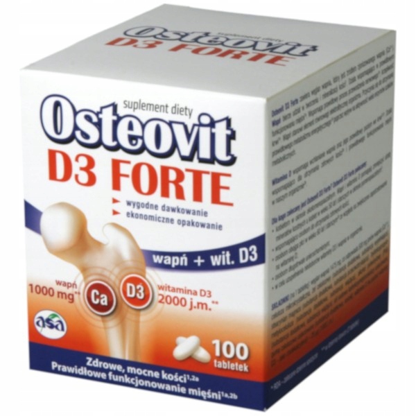 OSTEOVIT D3 FORTE WAPŃ+ WITAMINA D3 100 tabletek - 11322096474 ...