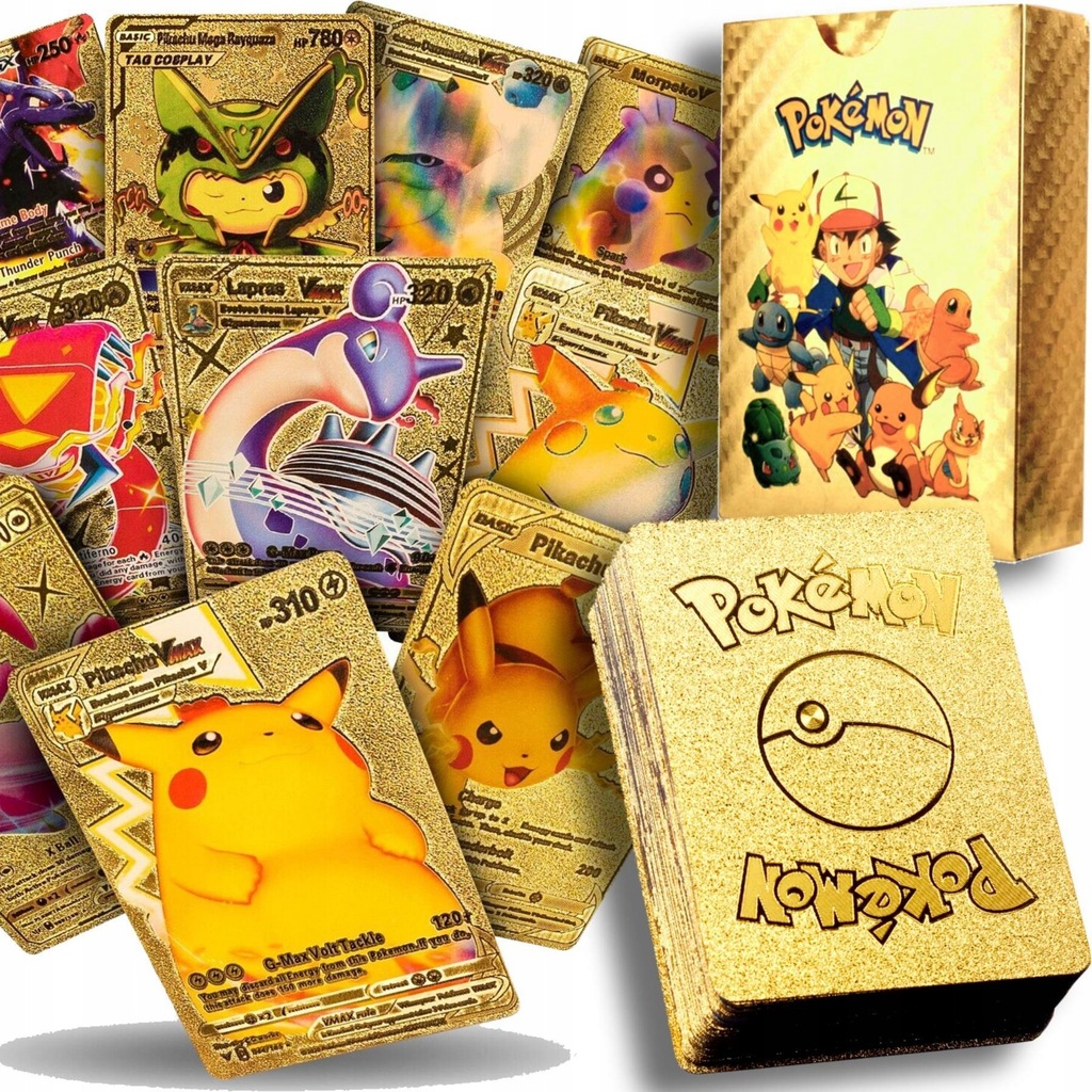 KARTY POKEMON - ZŁOTE KARTY KOLEKCJONERSKIE POKEMON TCG - 55 SZTUK ...