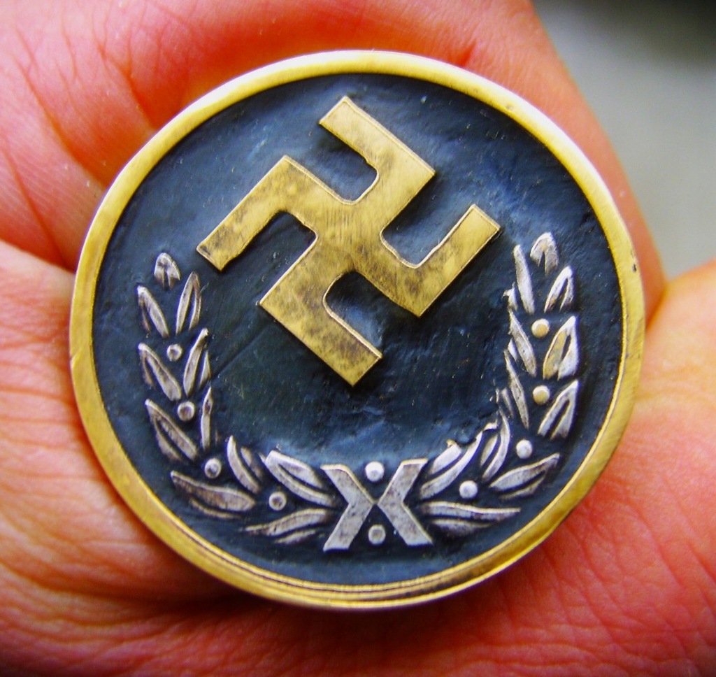 DUŻA ZŁOTA ORYGINALNA PIECZĘĆ KANCELARIA 3 RZESZY NSDAP SWASTYKA ...