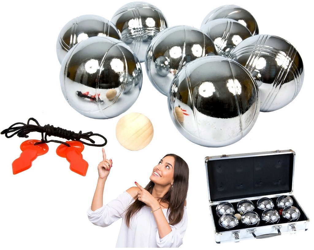 Kule Bule Boule Gra Petanque 8 sztuk Duże Gra Rodzinna + Walizka ...