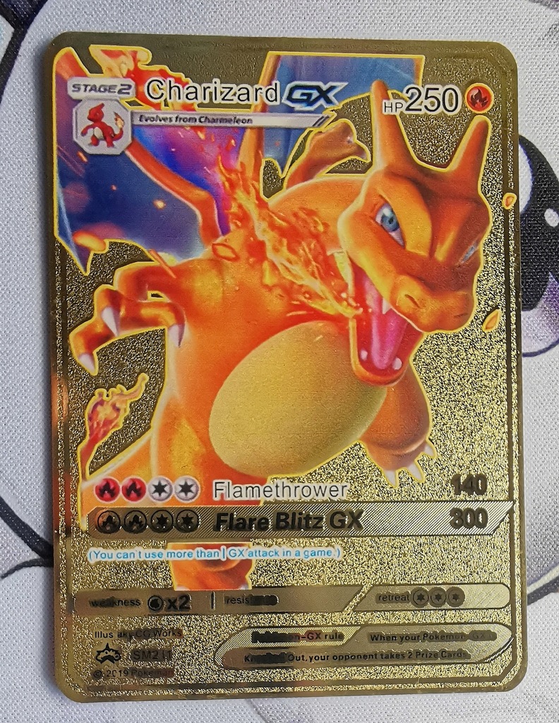 Pokemon Charizard GX Gold Złota Karta - 13375322268 - oficjalne archiwum Allegro