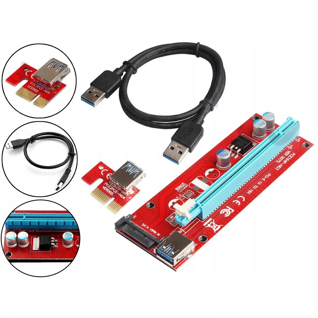 PCIe Riser,Ubit 3 w 1 1 x do 16 x Pcie Riser Board - 10857488803 ...
