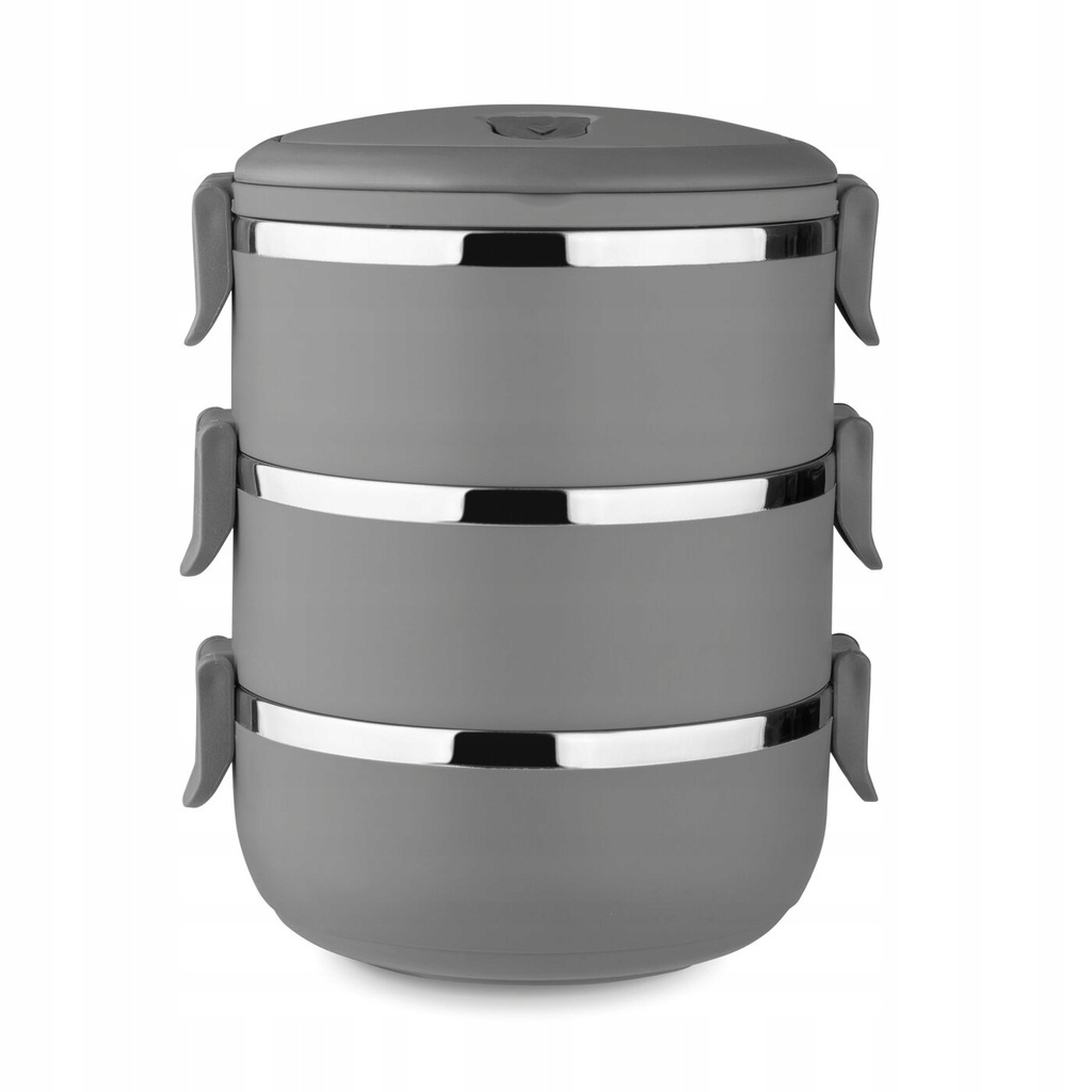 TERMOS OBIADOWY POJEMNIK NA OBIAD 3 CZĘŚCI SZARY - 12150419058 - oficjalne archiwum Allegro