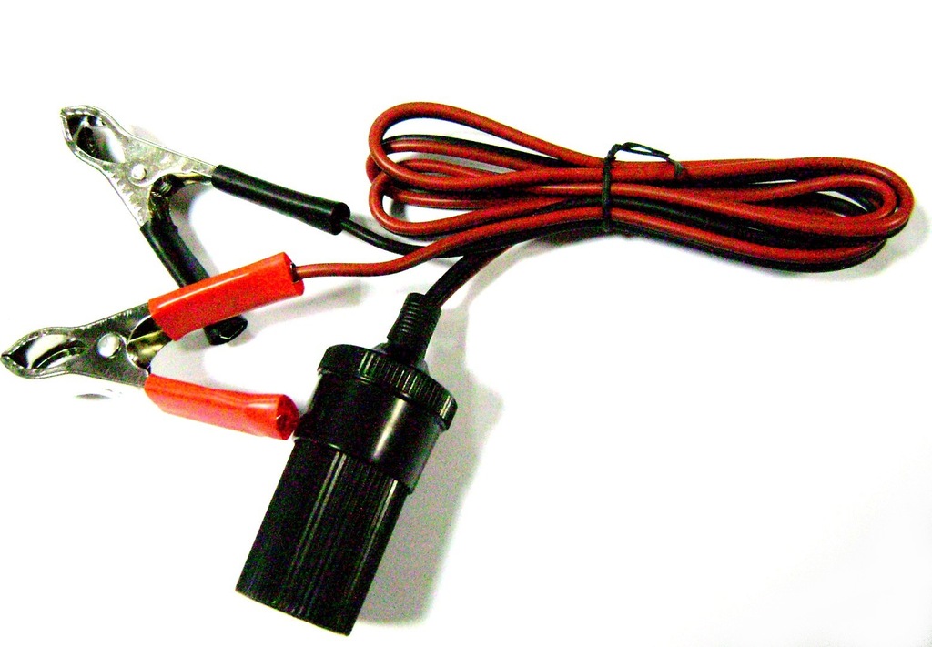 Gniazdo ZAPALNICZKI z przewodami + krokodylki FV - 6988701351 - oficjalne archiwum Allegro