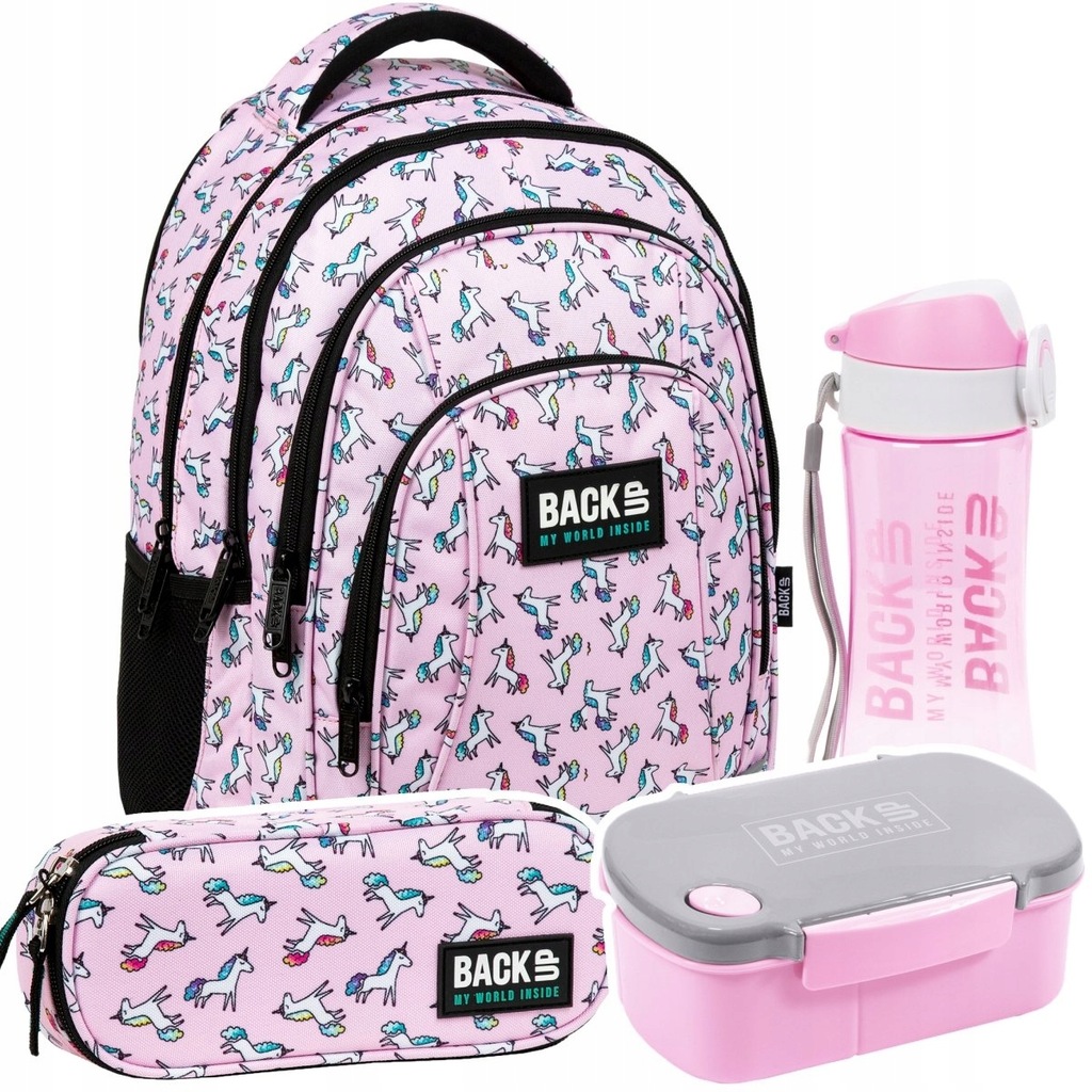 ZESTAW 4 el. PLECAK PIÓRNIK BIDON BACKUP UNICORN - 12008376012 ...